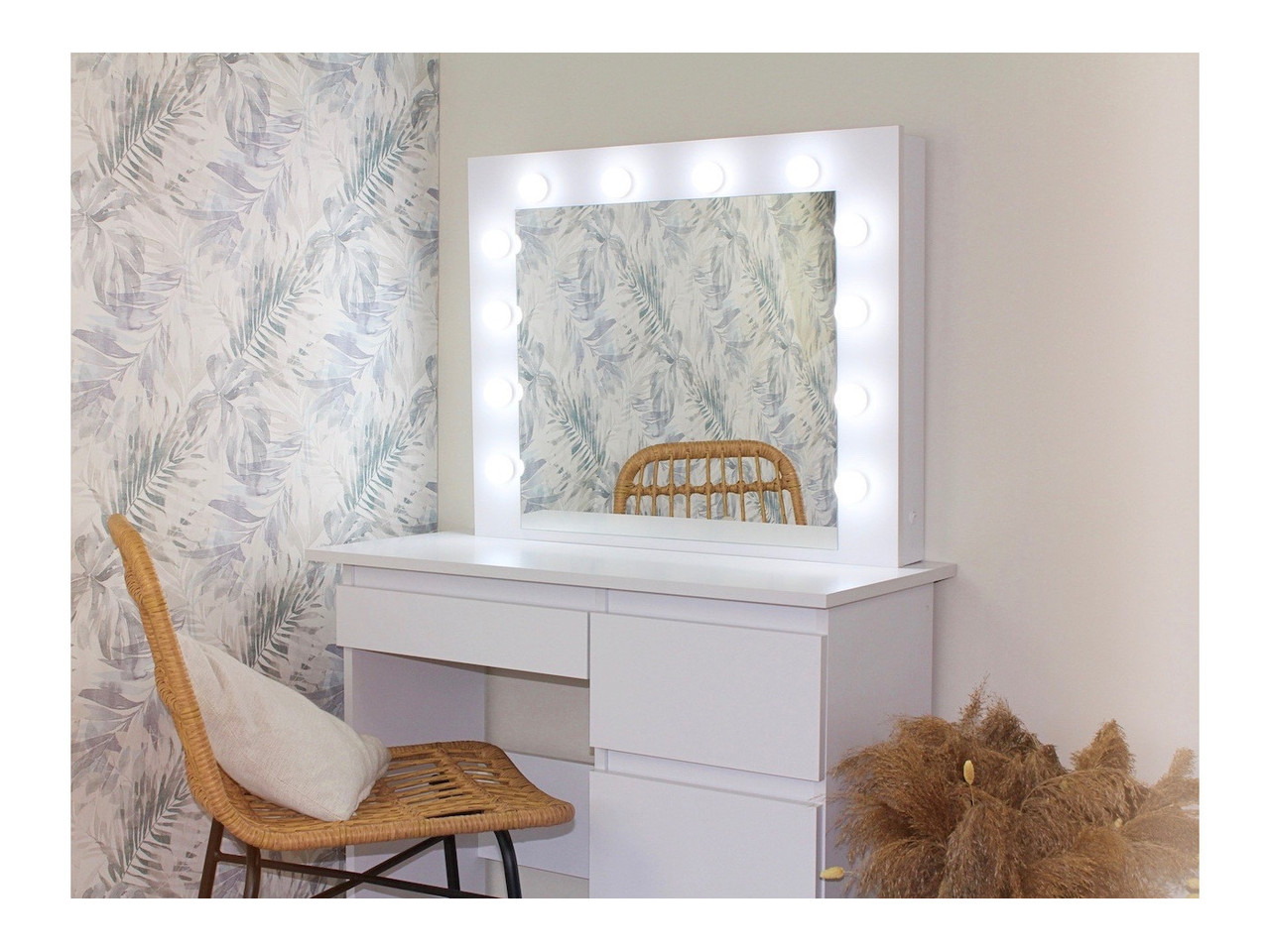 ᐉ Туалетний столик Homart 12 Led із дзеркалом і підсвічуванням Білий 9281 • Краща ціна в Києві