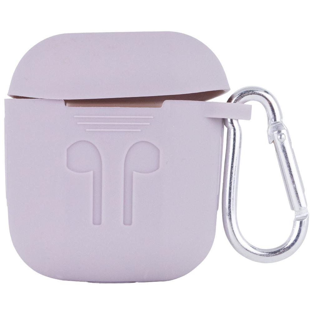 ᐉ Силиконовый футляр для наушников Airpods Slim Logo + карабин Серый ...