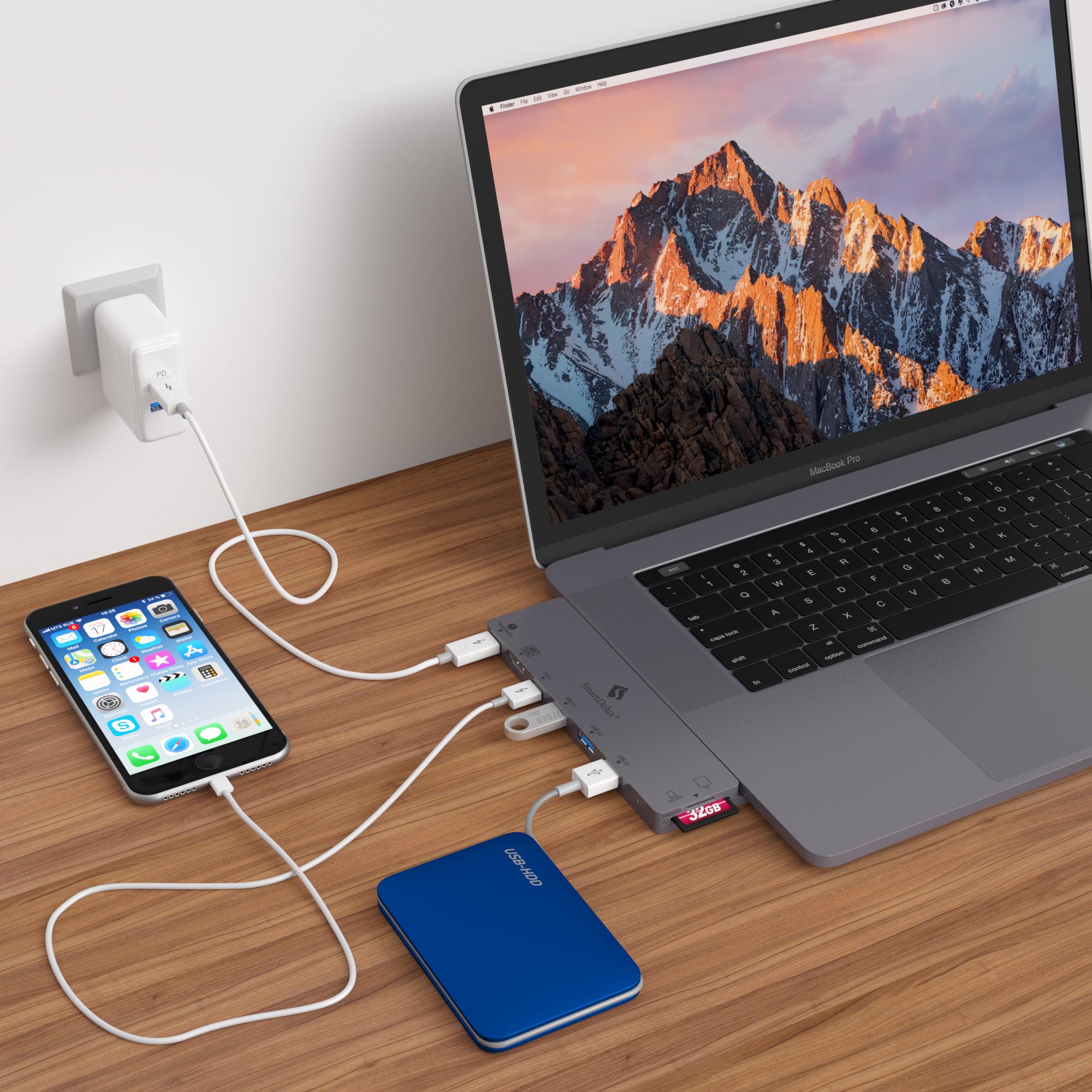 ᐉ Хаб USB HUB Smartdelux Type-C 8-портовий алюминиевый (SDUC-P8S ...