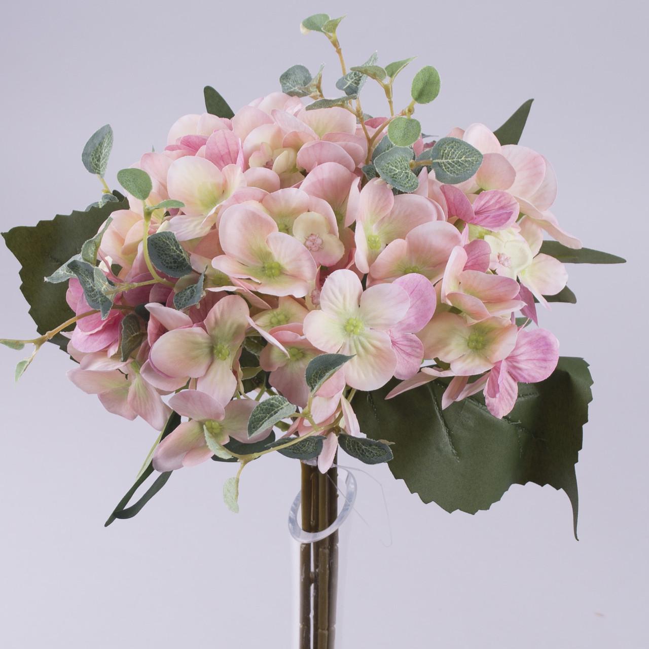 ᐉ Штучні квіти Букет гортензії з плющем Рожевий 5032 3 • Краща ціна в Києві Україні • Купити