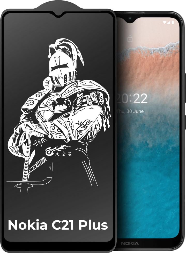 ᐉ Стекло защитное King Fire Nokia C21 Plus Full Glue Black (31216)