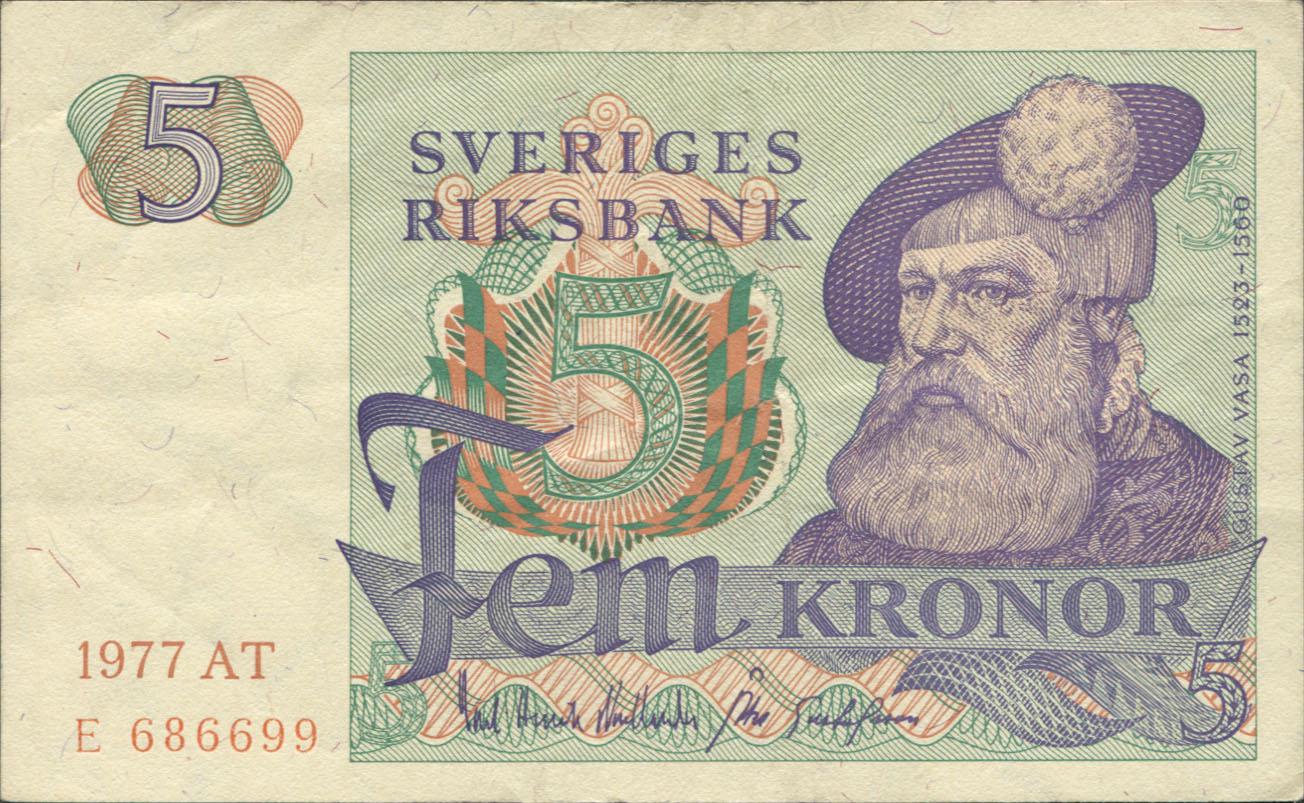 ᐉ Коллекционная банкнота Швеция 1977 5 крон XF-aUNC P51d аUNC • Купить в Киеве, Украине • Лучшая ...