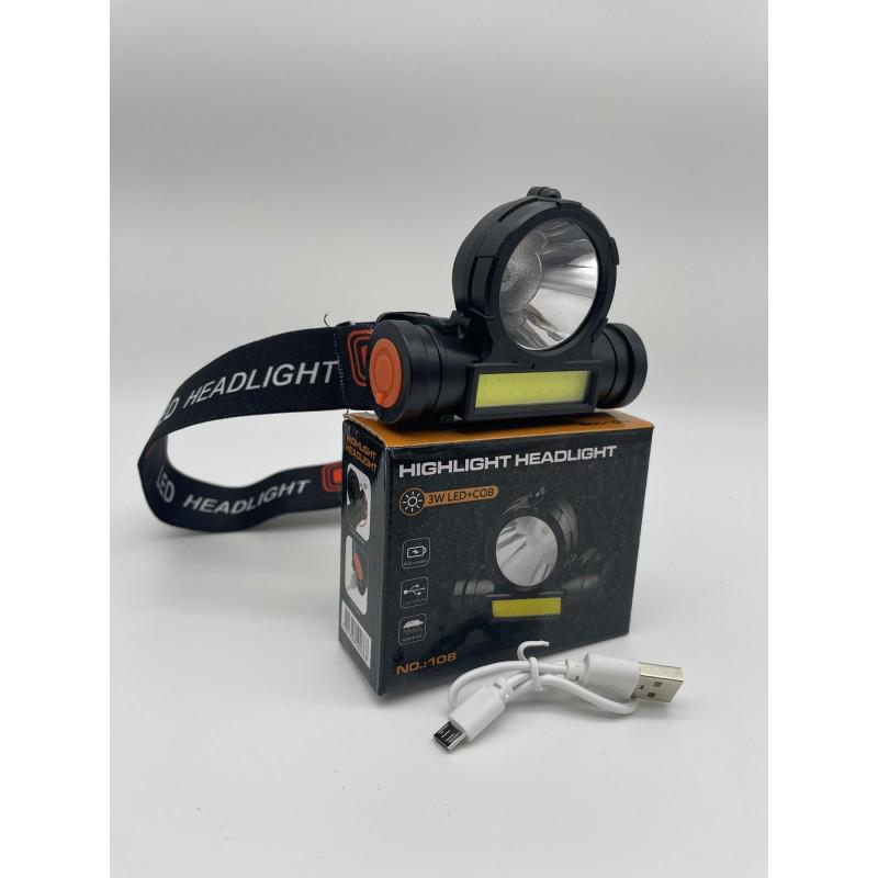 ᐉ Фонарь налобный аккумуляторный HeadLamp 108 3W LED+COB