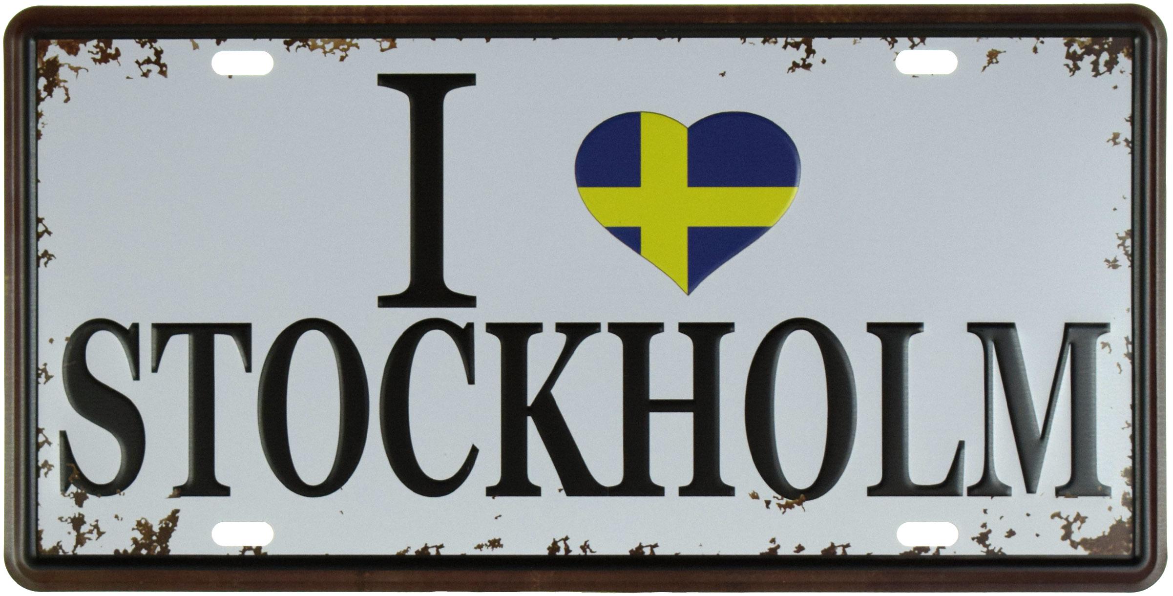 ᐉ Табличка металлическая Я Люблю Стокгольм/I Love Stockholm 15x30 см