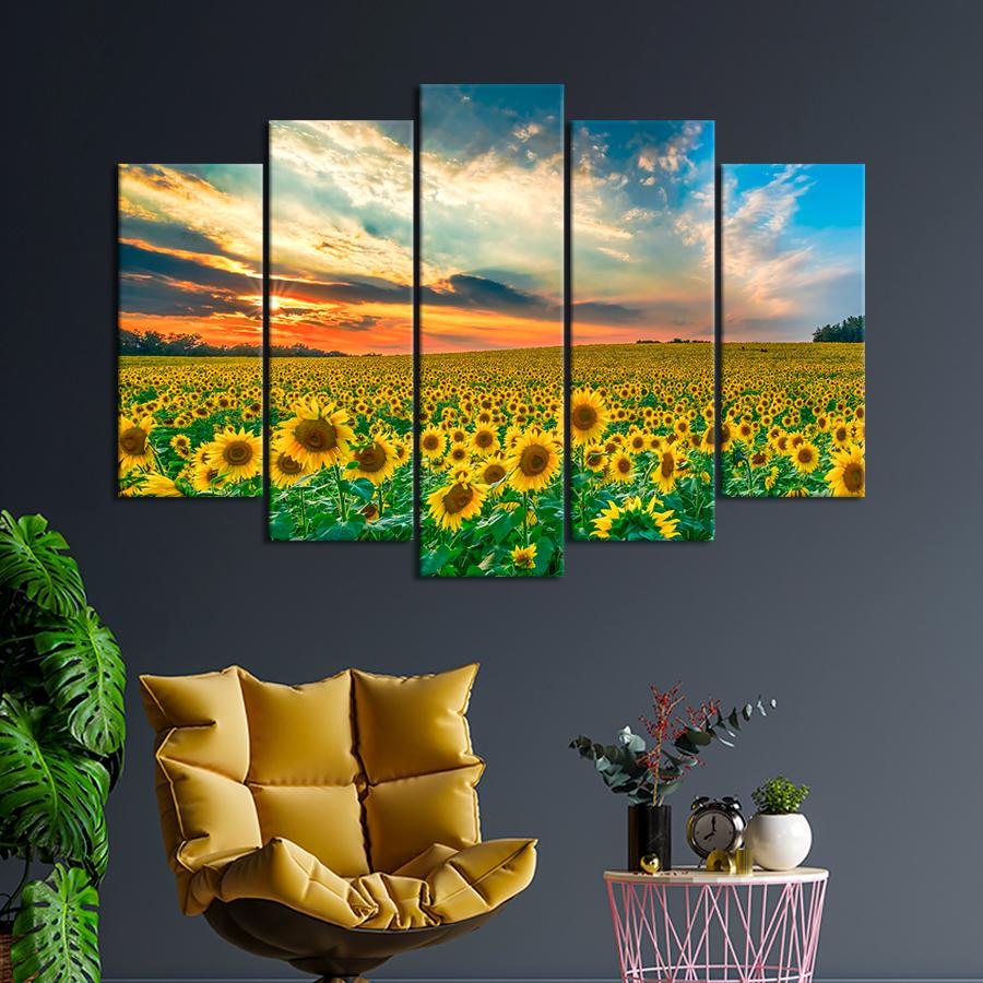 Картина природа Соняшники під вечірнім небом 187x119 см (A1107-5) • Краща ціна в Києві, Україні ...
