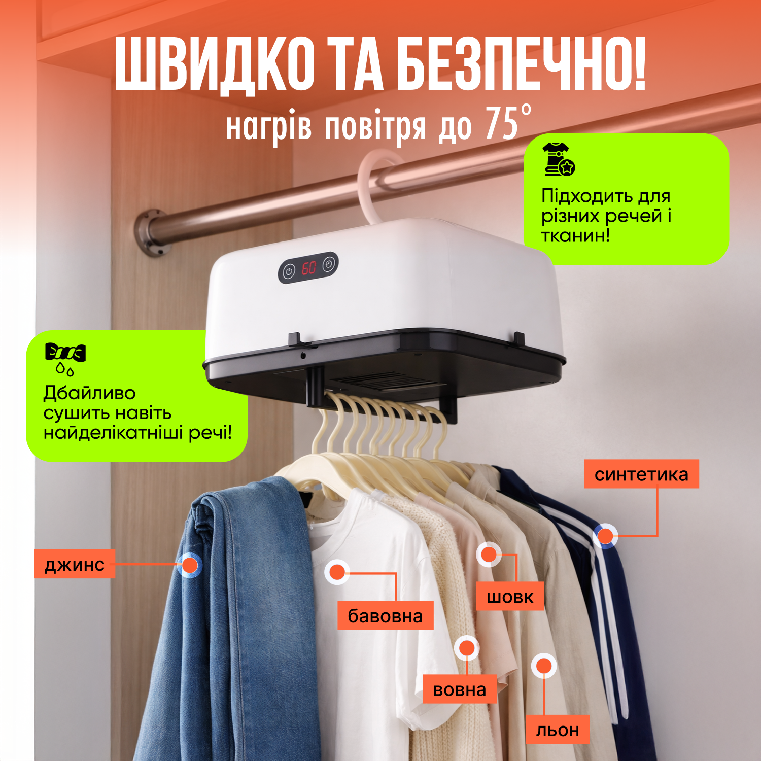 ᐉ Сушарка для білизни електрична SBTR вертикальна підвісна з чохлом (HT ...