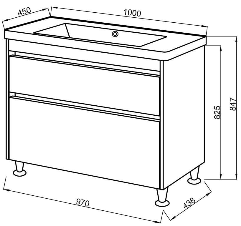 ᐉ Тумба ЮВВІС Венера ТНБ 2 Д з умивальником Vesta 100 см Білий Дуб Тахо Uvv012 • Краща ціна в