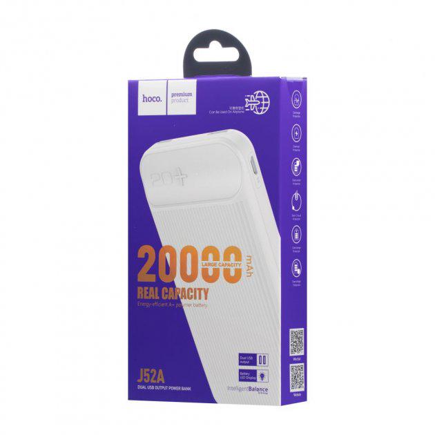 ᐉ УМБ PowerBank Hoco New Joy J52A 20000mAh |2USB, 2A| white • Краща ...