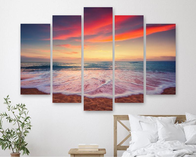 ᐉ Модульна картина на полотні з п'яти частин KIL Art Пляжний захід 137x85 см (M51_L_399) • Краща ...