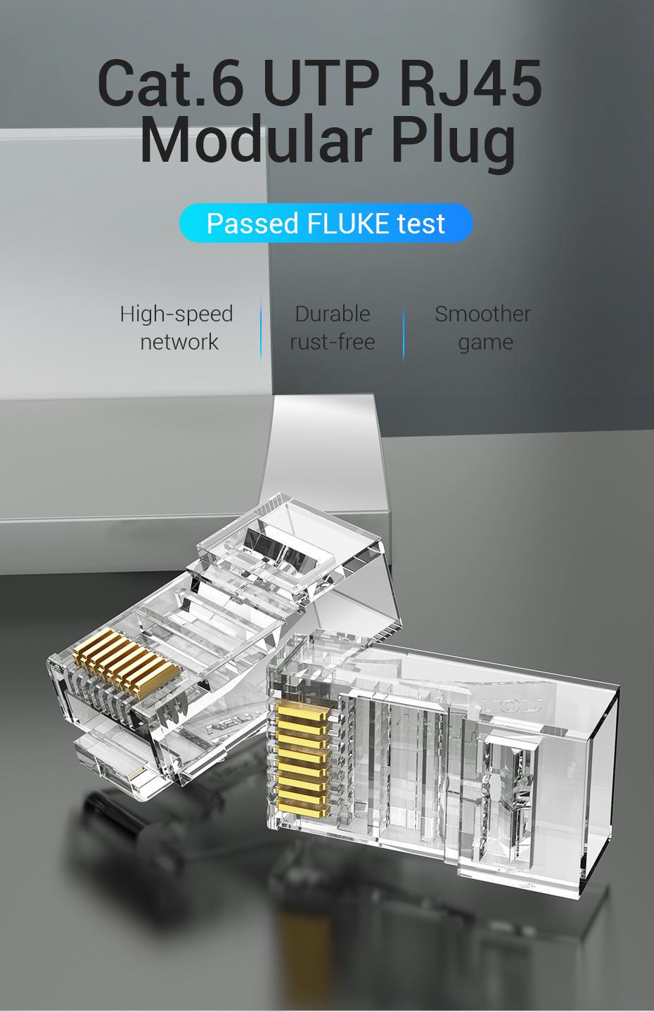 ᐉ Коннектор модульный Vention Cat.6 UTP RJ45 8P8C позолоченные сетевой ...