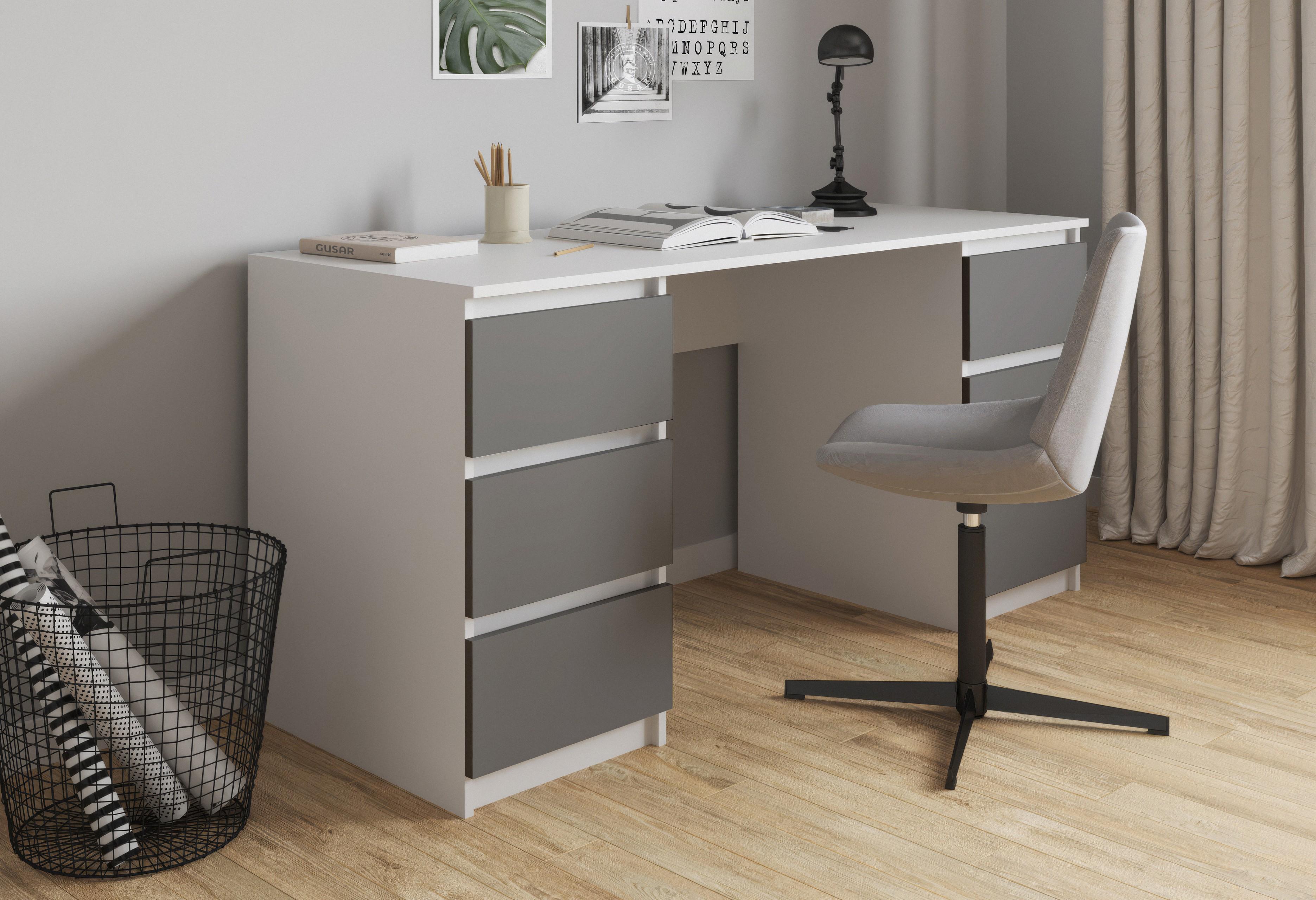 ᐉ Письменный стол на 6 ящиков без ручек FT-228 1580х600х758 мм Белый ...