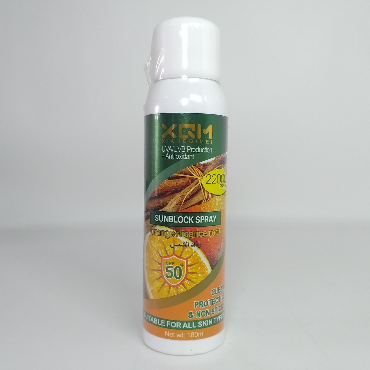 ᐉ Спрей сонцезахисний XQM Sunblock Spray Orange+licorice root SPF 50+ 180 мл (X-1842) • Краща ...