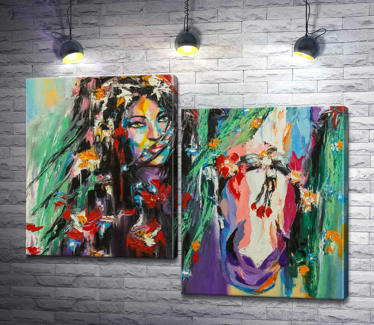 ᐉ Модульная картина ArtPoster Мавка и лошадь украшены цветами 100x76 см ...