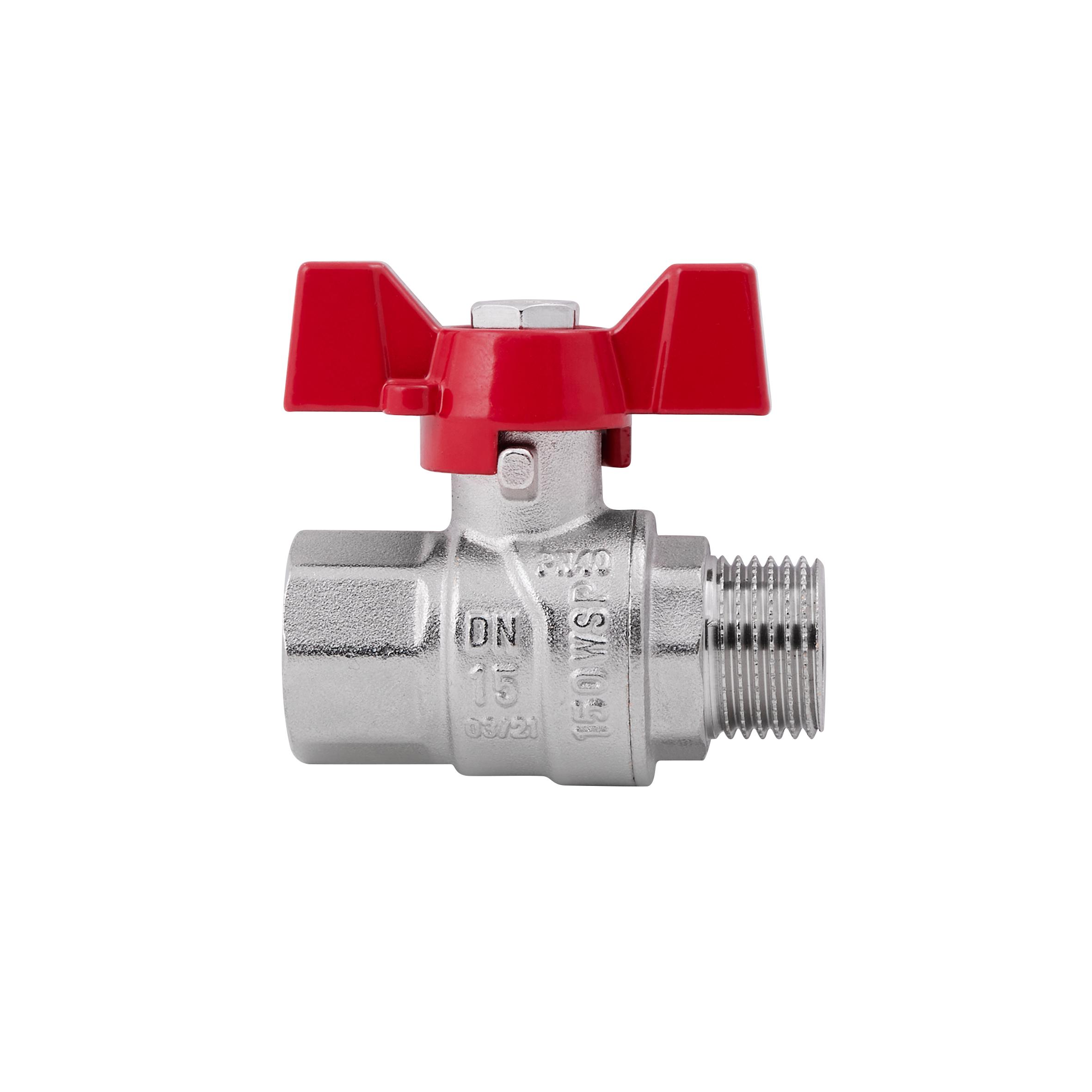 ᐉ Кран для труб SD Forte SF607W15 прямой никелированный бабочка 1/2 ...