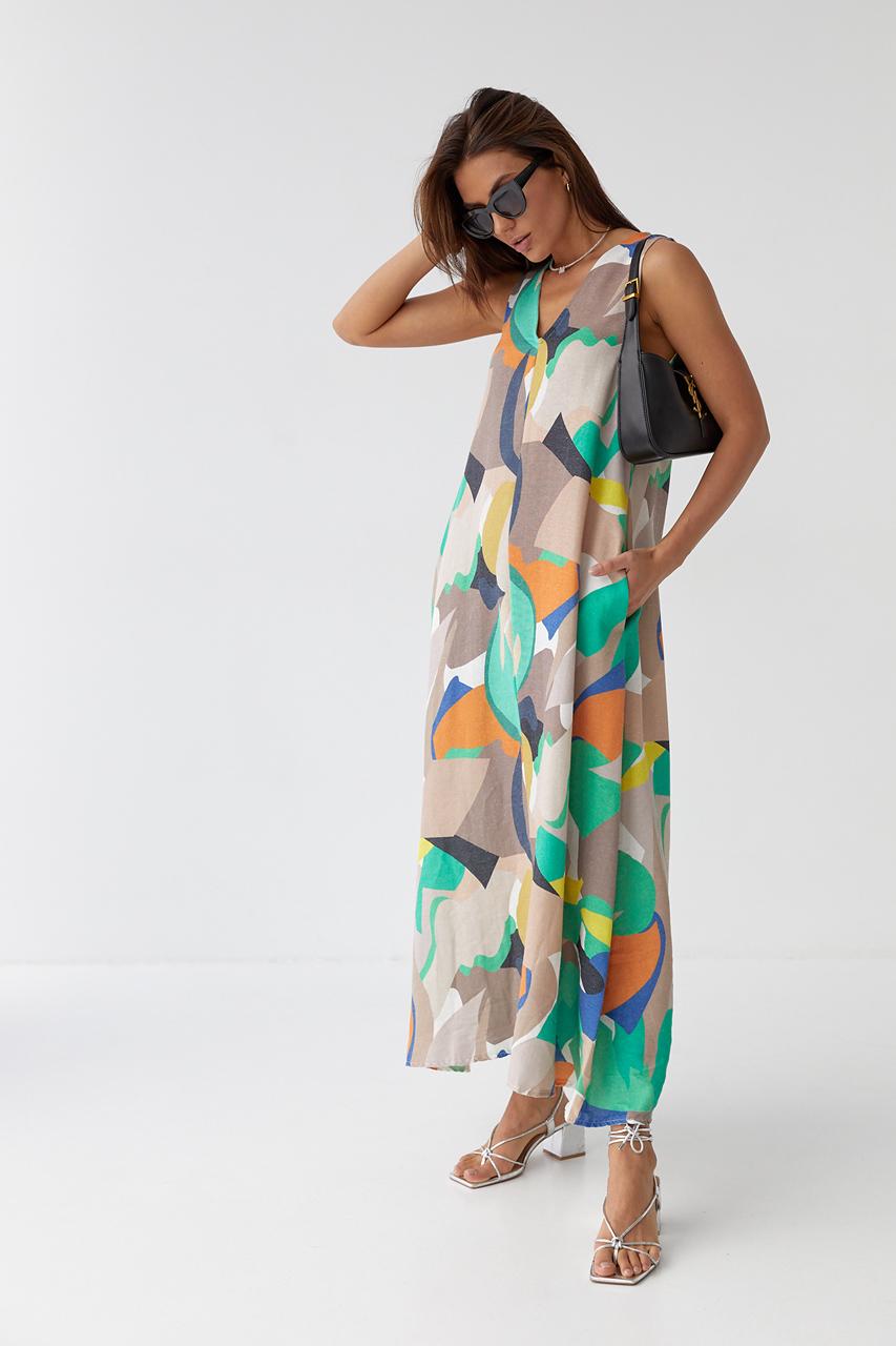 ᐉ Сукня вільна Clew з V-подібним вирізом S Коричневий (9490818) • Краща ...