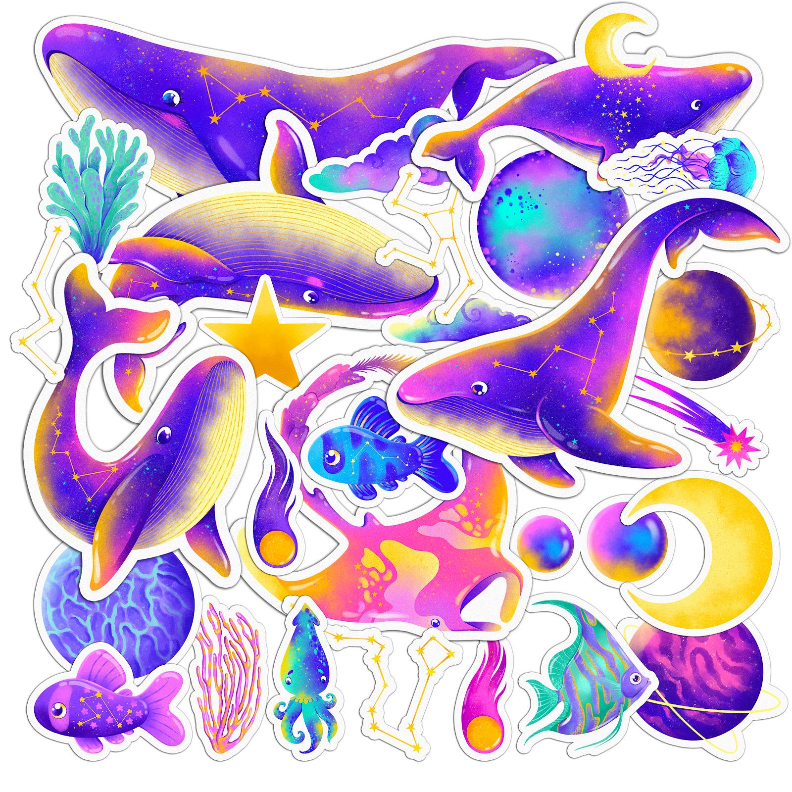 ᐉ Набір стікерів Lex Altern Космічні кити вінілові 29 шт • Краща ціна в Києві Україні • Купити