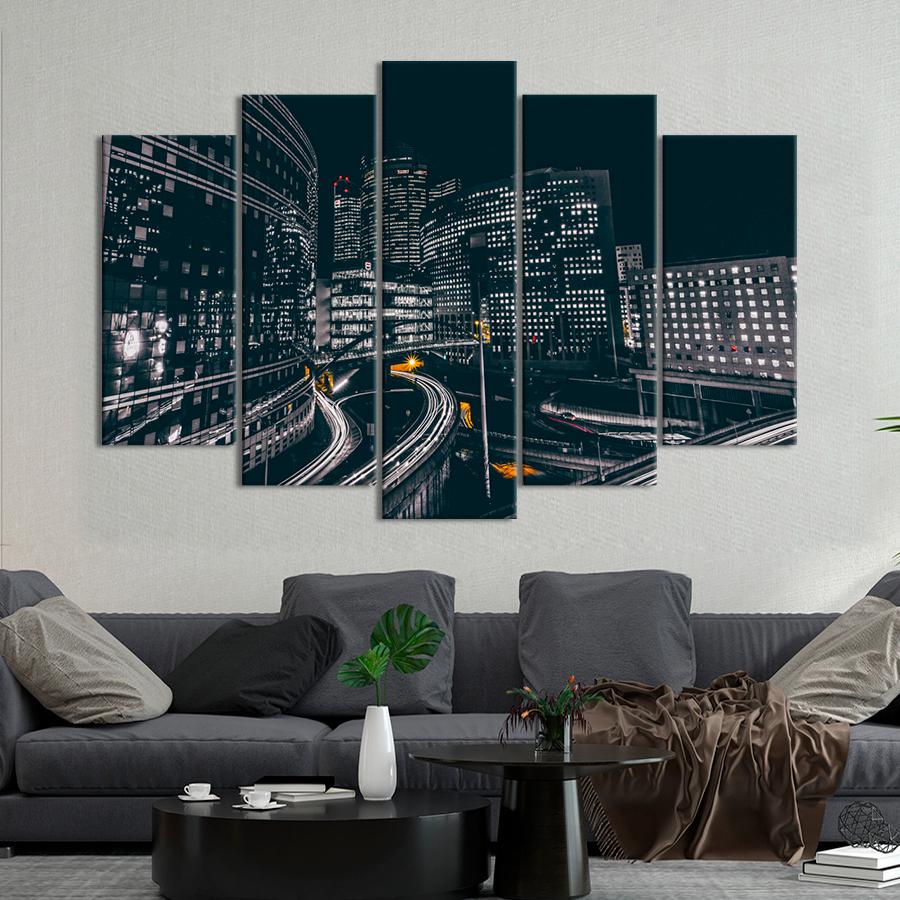 ᐉ Картина город Очертания чёрного города 137x85 см (A768-5) • Купить в Киеве, Украине • Лучшая ...