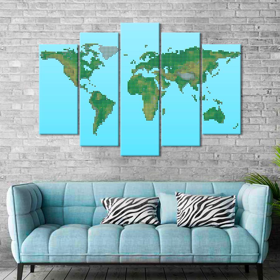 ᐉ Картина карта Стильна піксельна карта світу 137x85 см (A1351-5) • Краща ціна в Києві, Україні ...