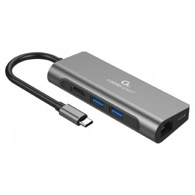 ᐉ Концентратор Cablexpert USB-C 5в1 HUB/HDMI/PD/CR/LAN (A-CM-COMBO5-01)