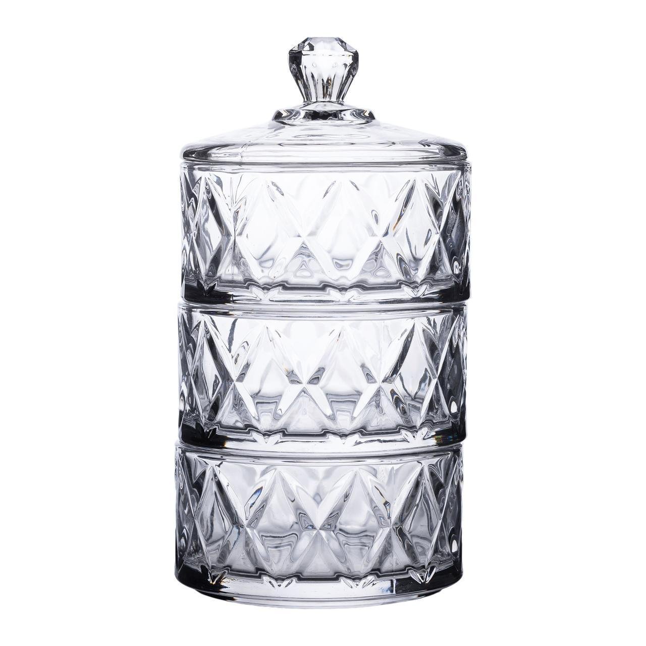 ᐉ Цукерниця триярусна скляна з кришкою Hp Yh 19 Ø 10 см A 033622 • Краща ціна в Києві Україні