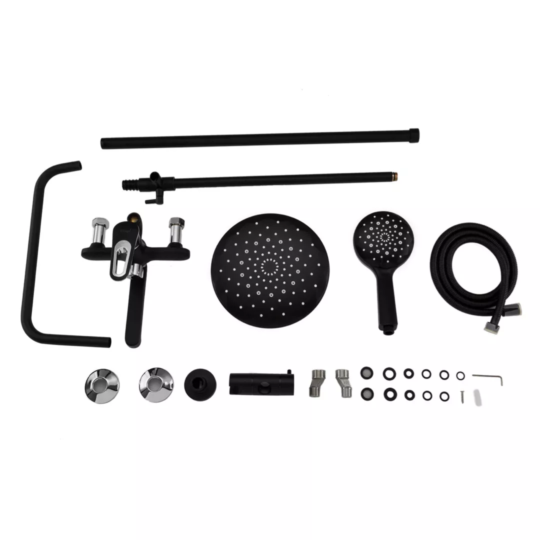 ᐉ Душевая система Frap F2449-6 поворотный излив 3 режима Черный/Хром • Купить в Киеве, Украине ...