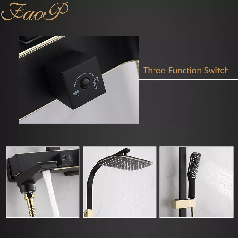 ᐉ Душова система Faop A2406-6 1 режим Чорний/Золото (SQ-1044756 ...