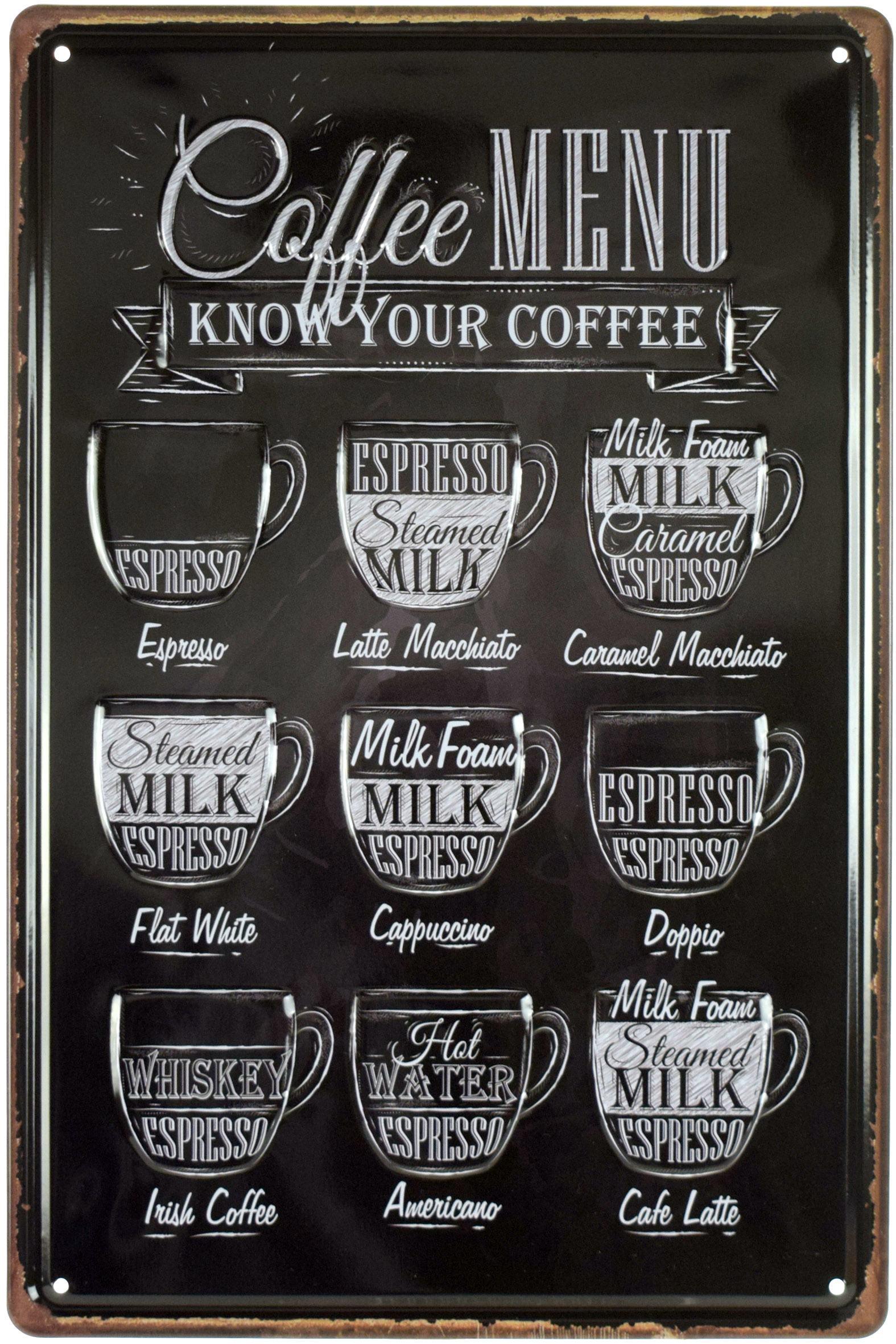 ᐉ Табличка металлическая Кофе Меню, Знай Свой Кофе/Coffee Menu Know ...