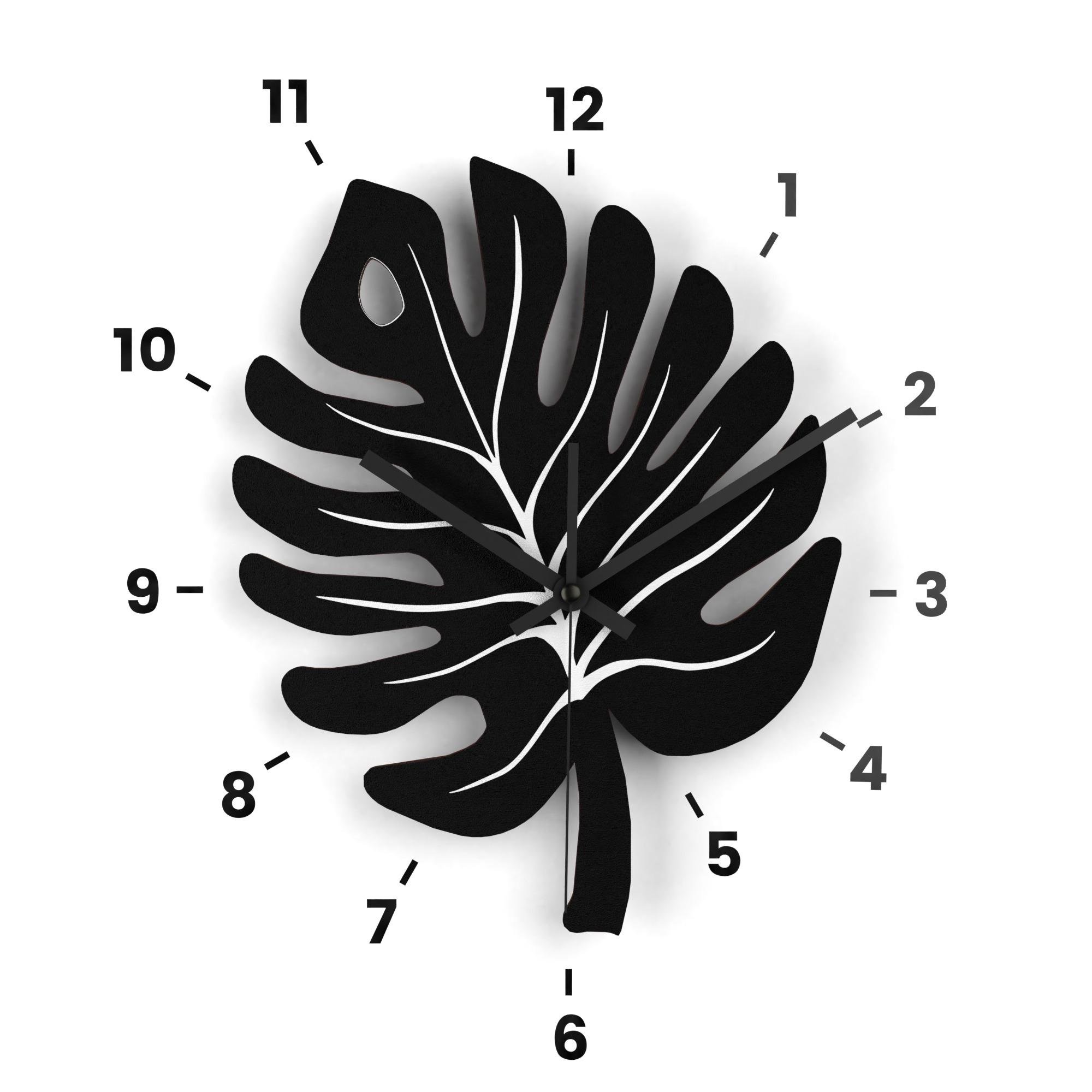 ᐉ Годинник настінний Lex Altern Монстера деревяний Чорний Білий • Краща ціна в Києві Україні