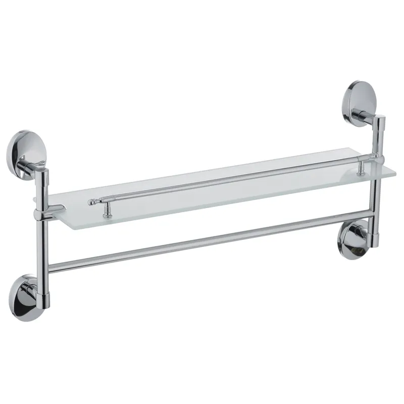 ᐉ Полиця прямокутна Zerix 3307 4 скляна з обмежувачем та тримачем для рушників • Краща ціна в