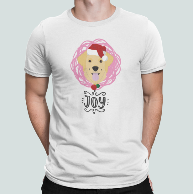 ᐉ Футболка чоловіча новорічна Stedman з принтом Joy Ретривер XL Білий ...