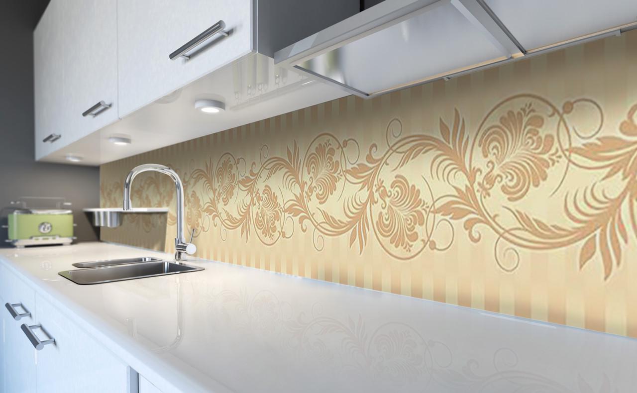 ᐉ Кухонний фартух Рослинний Візерунок вініловий самоклеючий 600х3000 мм Бежевий • Краща ціна в