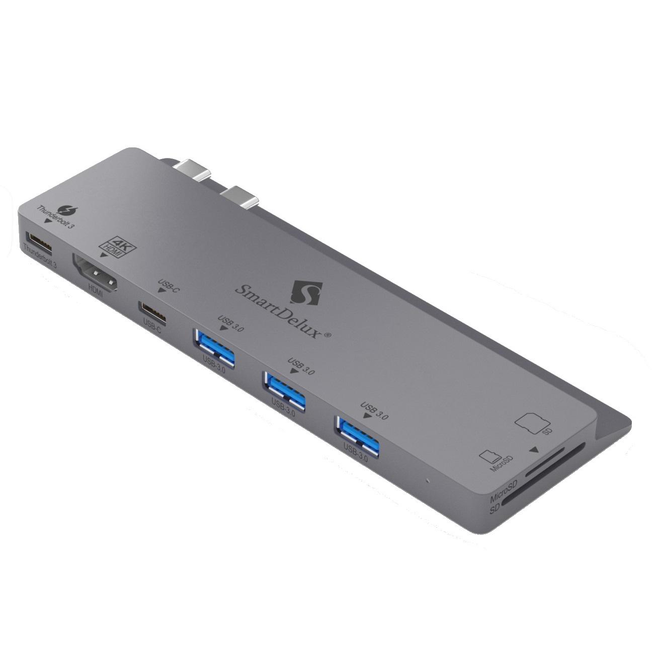 ᐉ Хаб USB HUB Smartdelux Type-C 8-портовий алюминиевый (SDUC-P8S ...