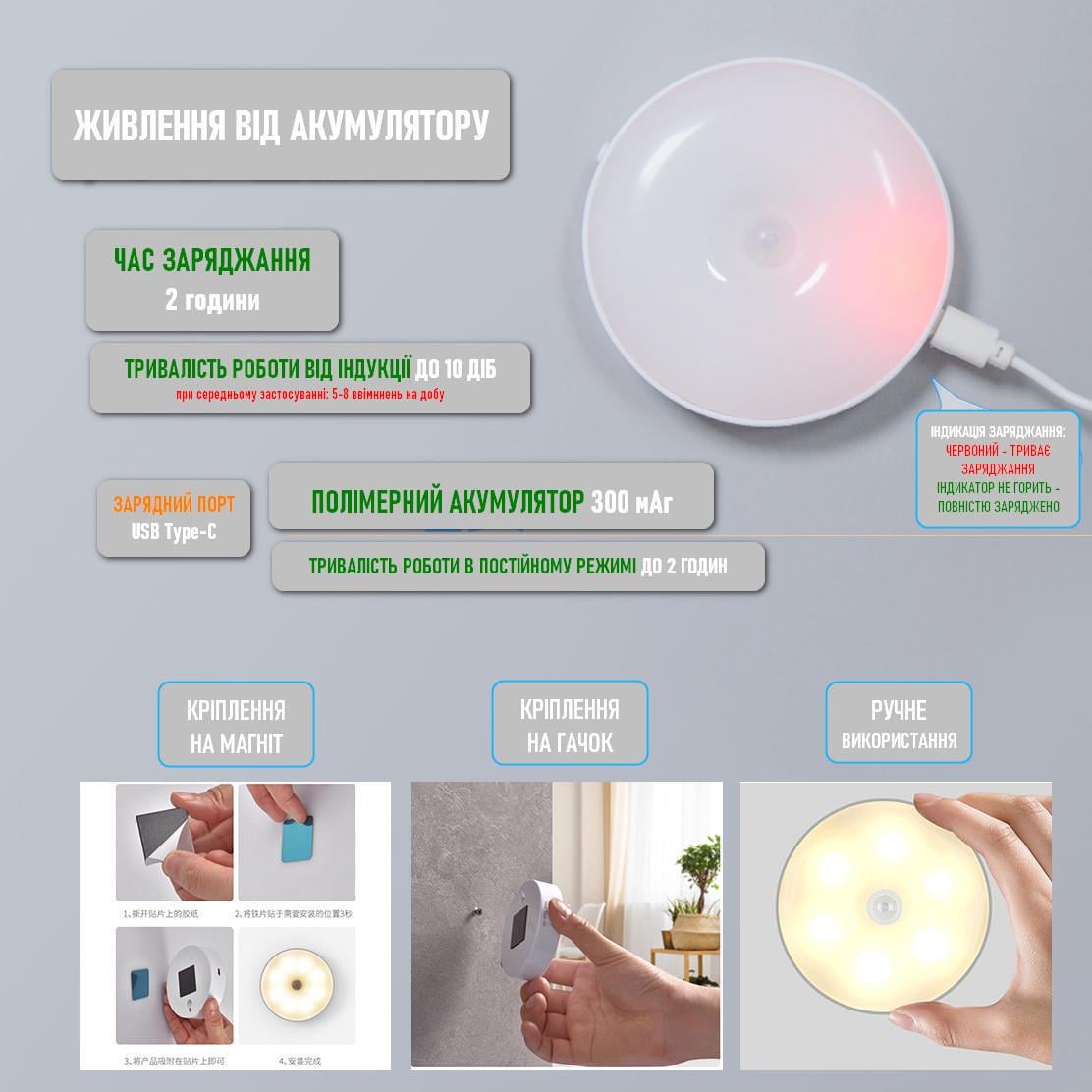 ᐉ Светильник светодиодный на аккумуляторе с датчиком движения и ...