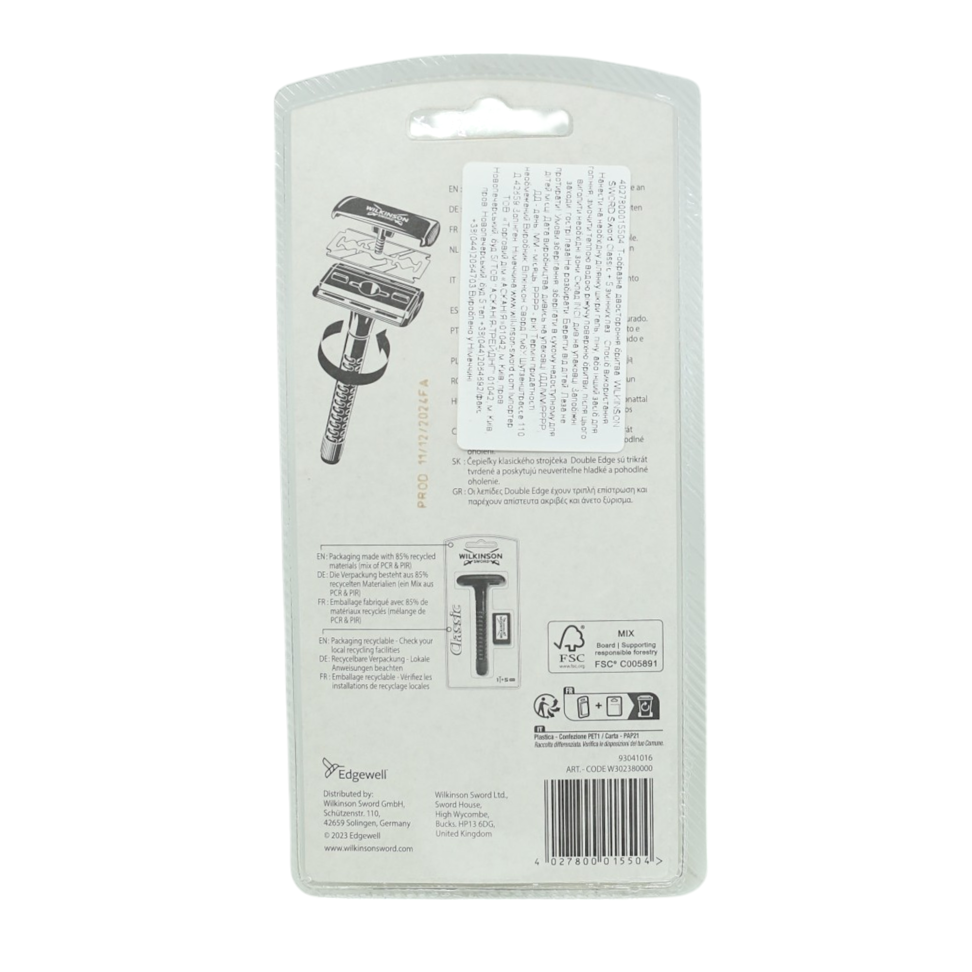 ᐉ Бритва мужская Wilkinson Sword Edge Razor Classic 5 сменных лезвий ...