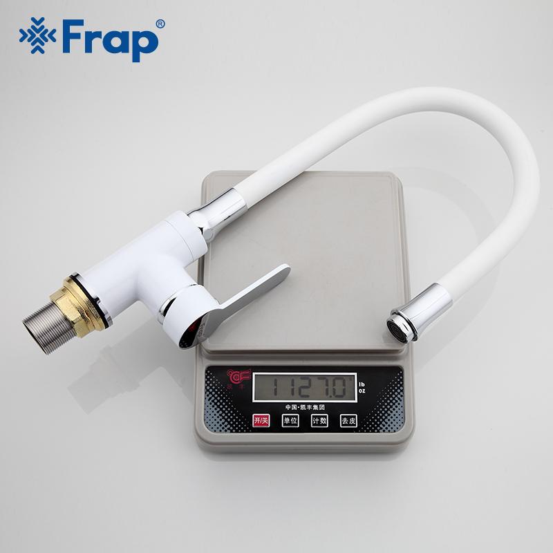 ᐉ Змішувач для кухні Frap F4041 гнучкий U-подібний гусак Білий/Хром (34544) • Краща ціна в Києві ...