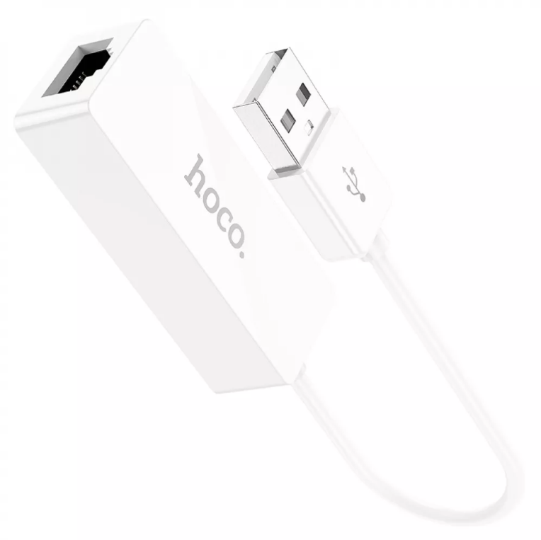 ᐉ Адаптер Hoco UA22 LAN 100 Mbps USB to RJ45 F 14,5 см White ...