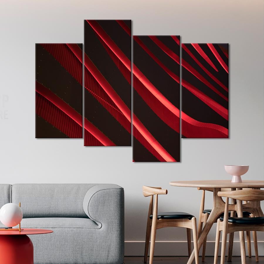 ᐉ Картина абстракція Червоні грані на чорному тлі 89x56 см A927 4 • Краща ціна в Києві