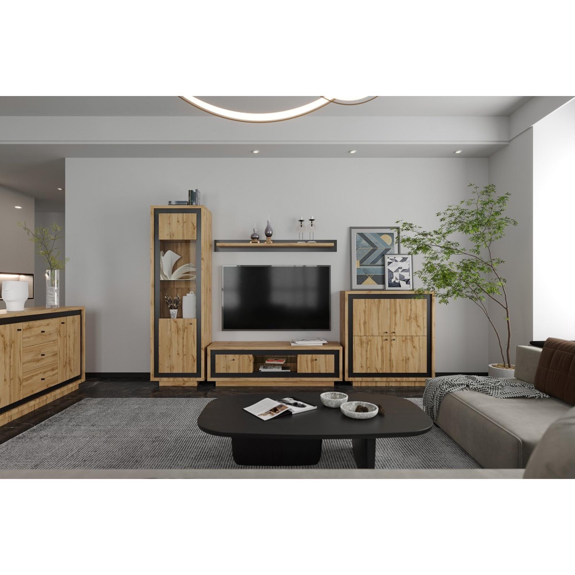 ᐉ Тумба під телевізор Гербор Антарес RTV150 Дуб Тахо/Чорний (GRB-1324) • Краща ціна в Києві ...