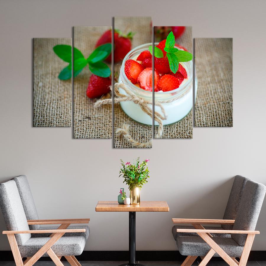ᐉ Настенний декор Красивая подача йогурта с мятой и клубникой 137x85 см (A366-5) • Купить в ...