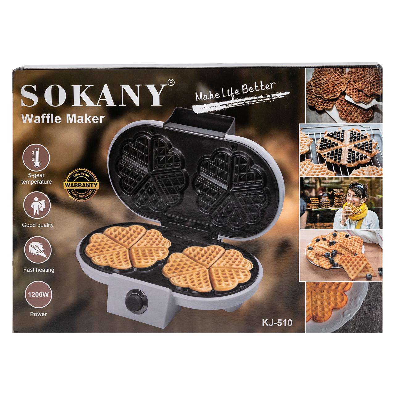 ᐉ Вафельниця Sokany KJ-510 для бельгійських вафель 1200 Вт • Краща ціна ...