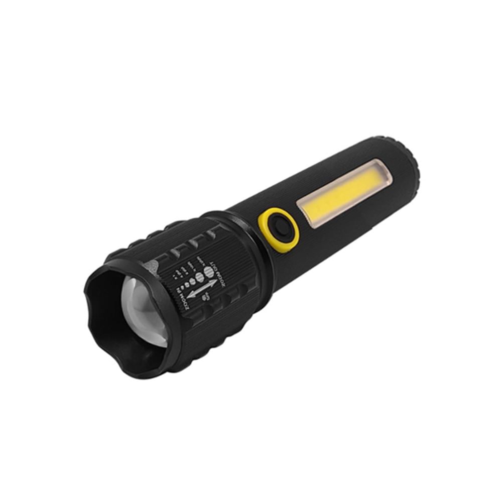 ᐉ Ручной фонарик металлический C71/C81-P50+COB Li-Ion аккумулятор Черный • Купить в Киеве ...