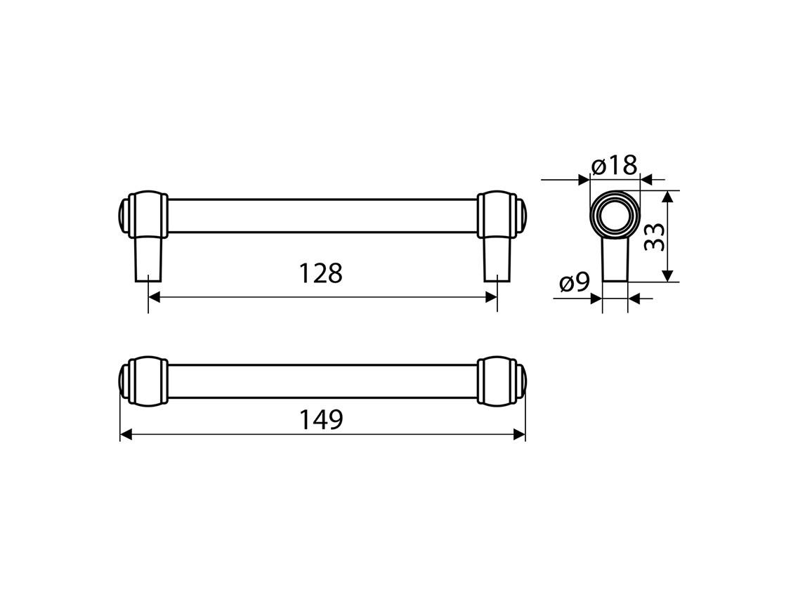 ᐉ Меблева ручка рейлінгова Gamet RE23-0128-G0035 Антична бронза (59252 ...