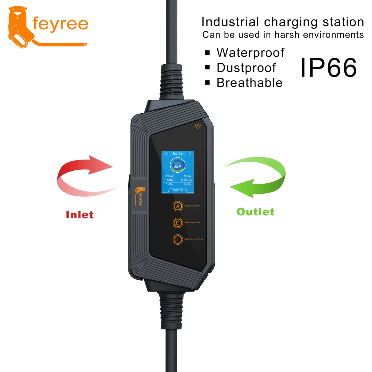 ᐉ Зарядка для электромобиля Feyree 7 кВт 32A Type1-Hero EV-H8 Wi-Fi ...