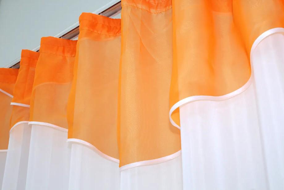 ᐉ Тюль арка на кухню балкон шифон 270х170 см Оранжевый Белый 025к • Купить в Киеве Украине