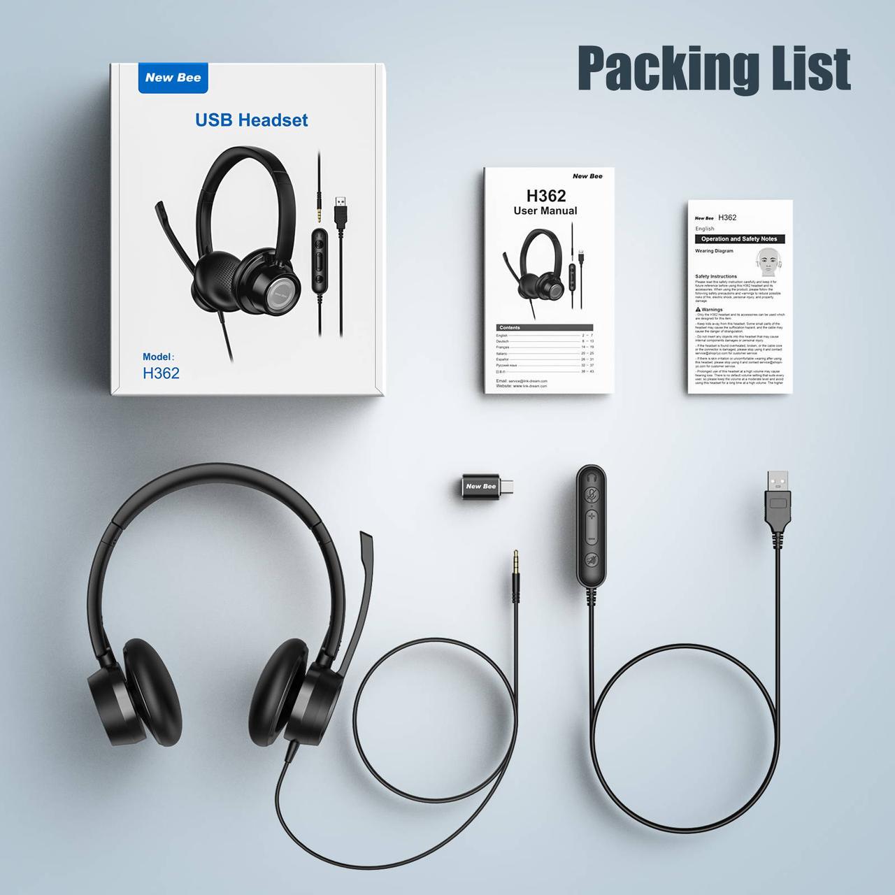 ᐉ Гарнітура для колл-центру New Bee H362 з мікрофоном та ...