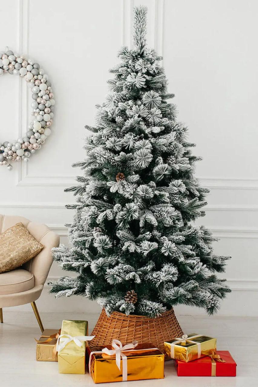 ᐉ Штучна ялинка засніжена лита Альпіна з металевою підставкою 1 5 м