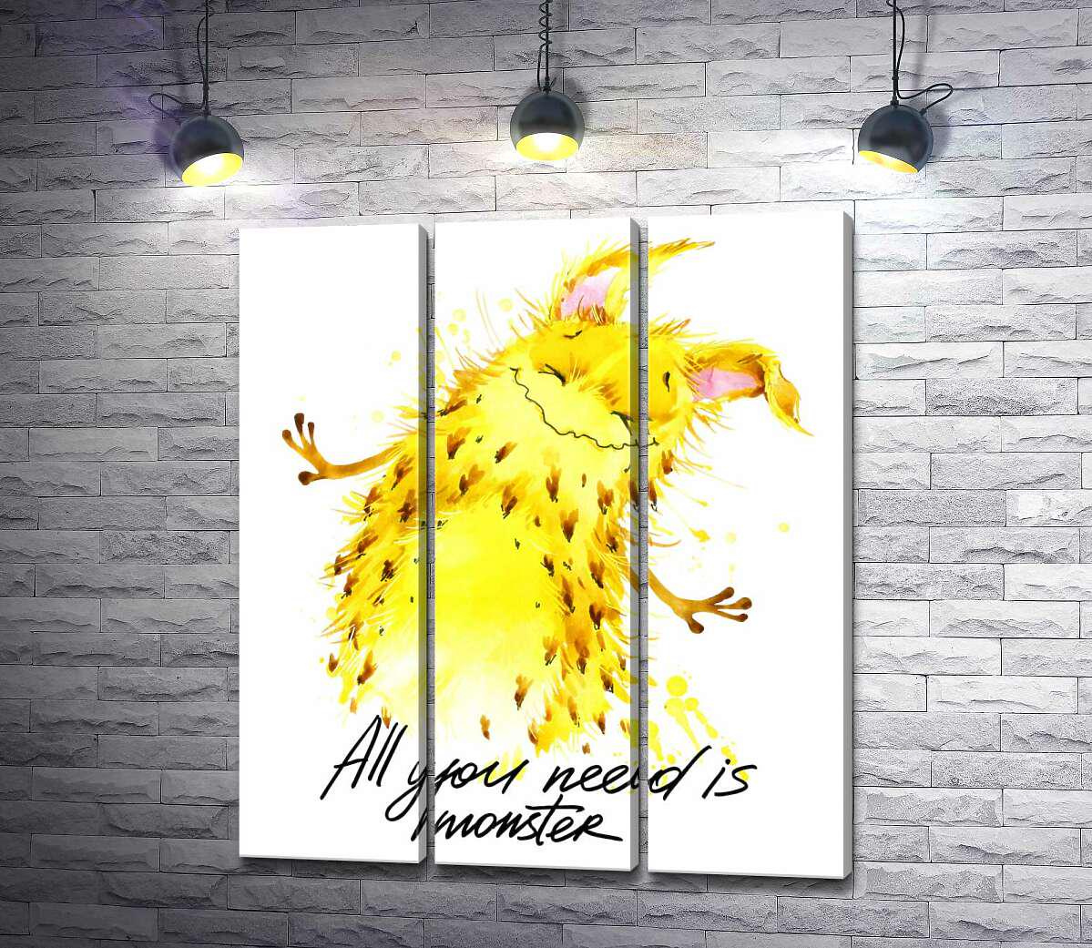 ᐉ Модульная картина ArtPoster Веселый желтый монстр с надписью "all you ...