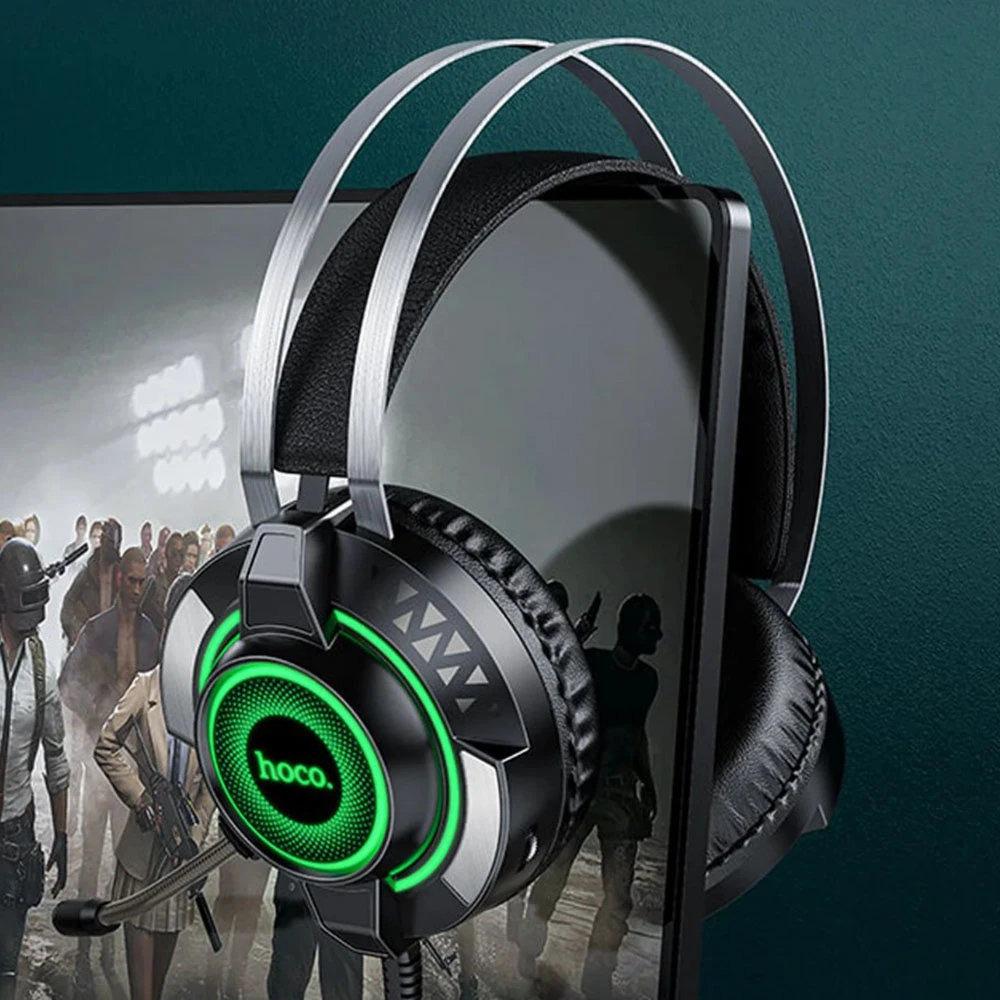 ᐉ Наушники Hoco ESD06 PC с LED подсветкой и гарнитурой Черный ...