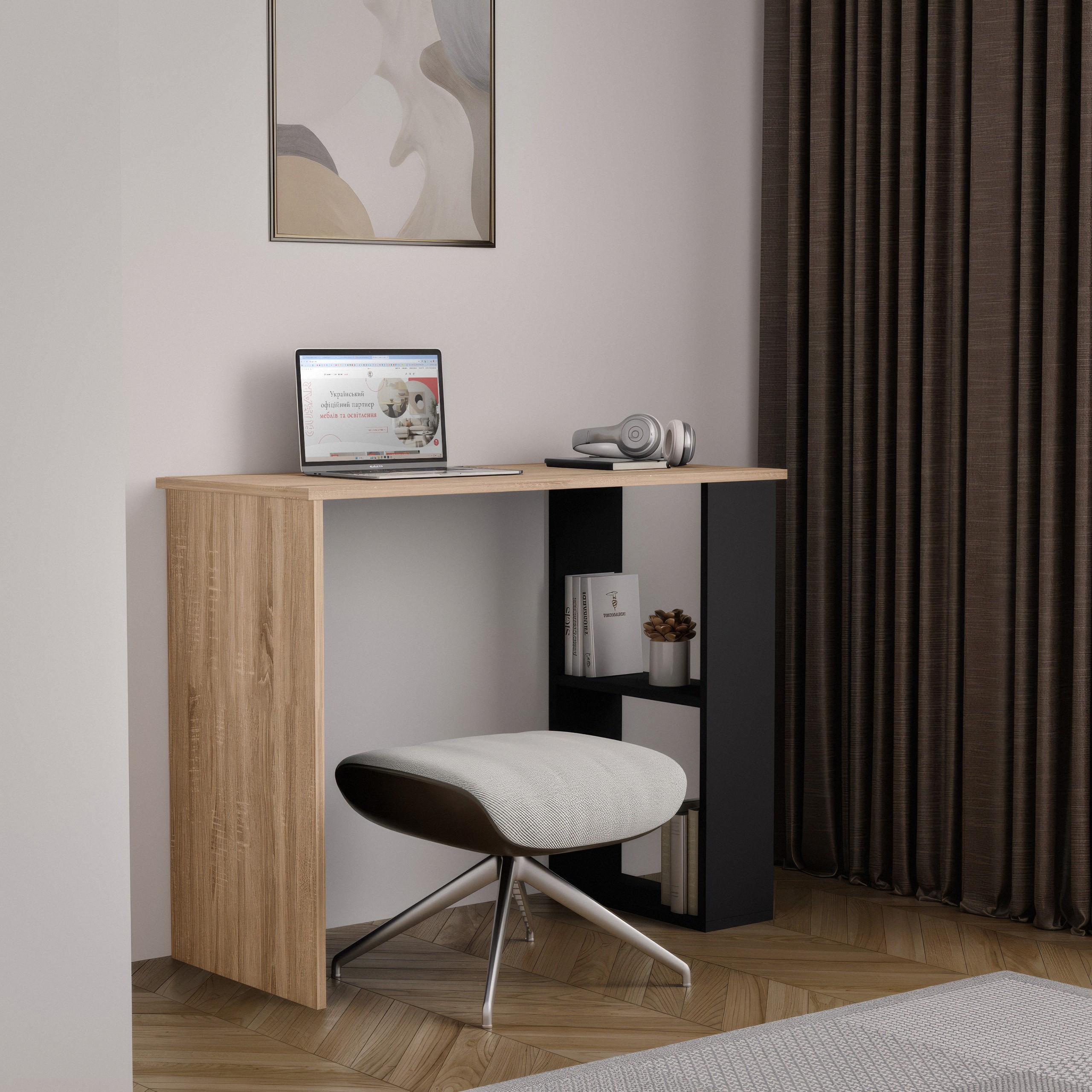 ᐉ Стіл письмовий з полицями S 10 900х400х750 мм Дуб Сонома Антрацит • Краща ціна в Києві