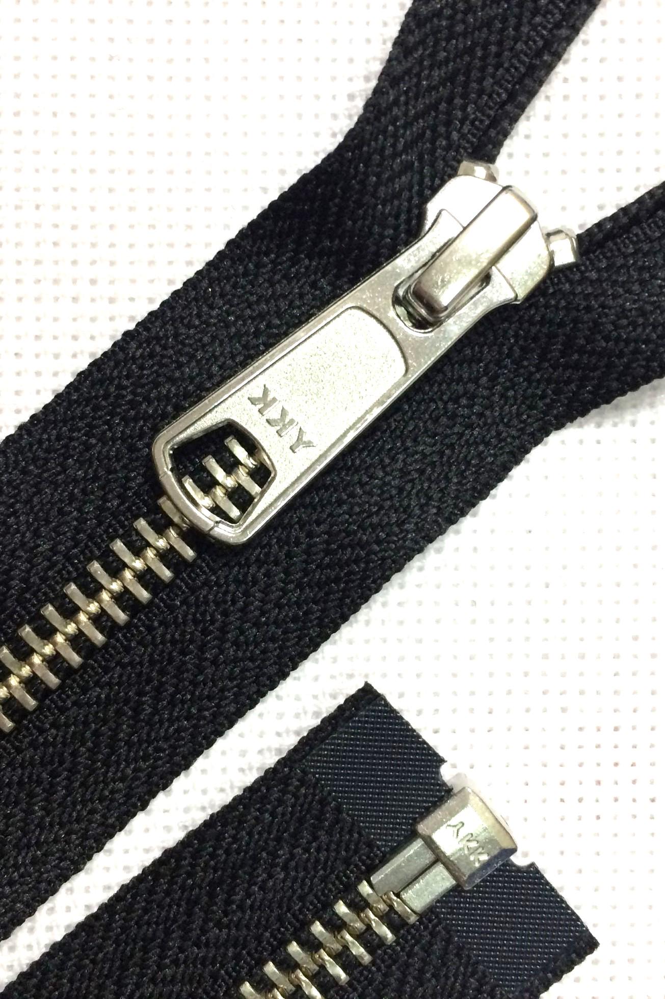 ᐉ Блискавка YKK т-5 металева роз'ємна 1 бігунок нікель 60 см Чорний (0003) • Краща ціна в Києві ...